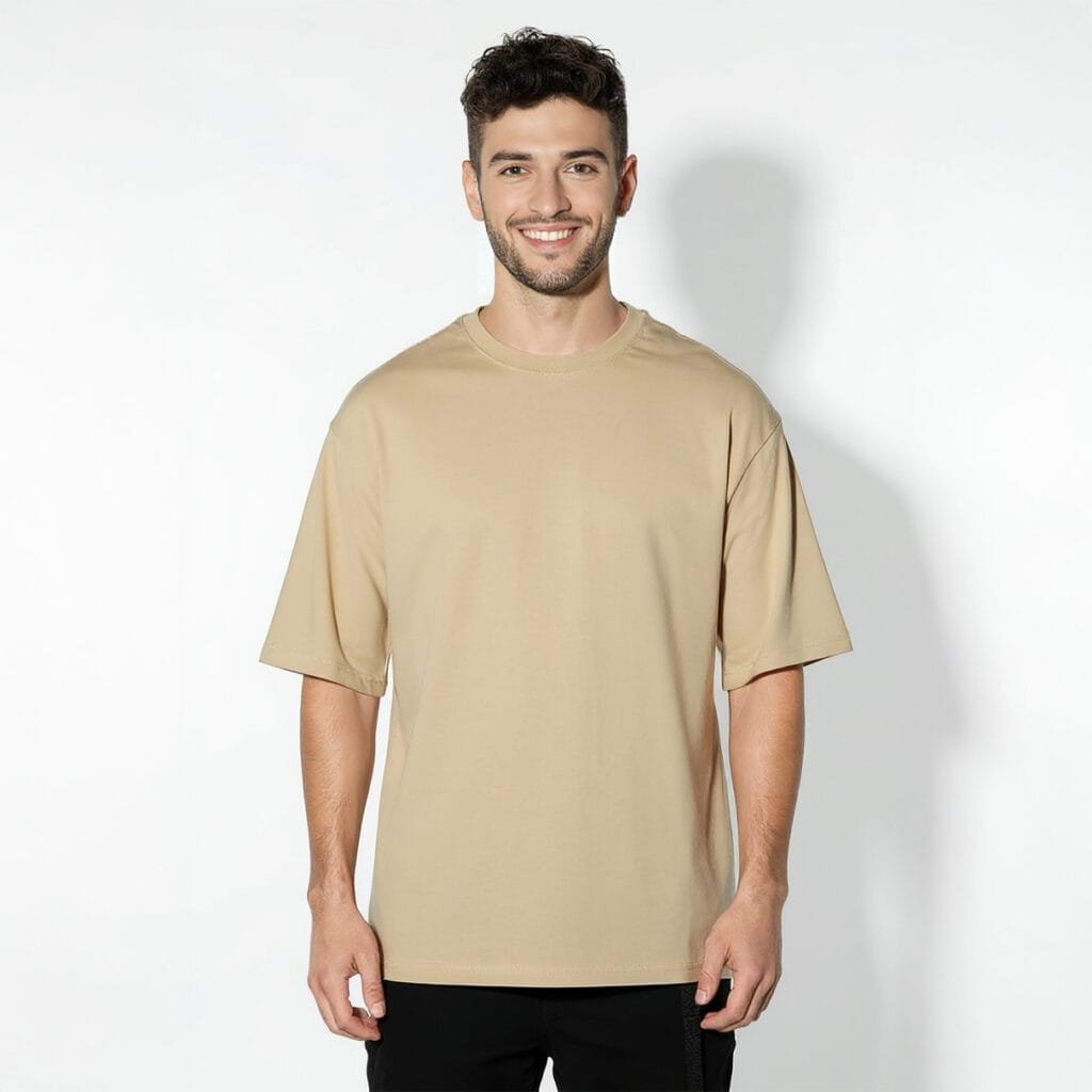 Men's Beige Oversized T-Shirt | ZedVira